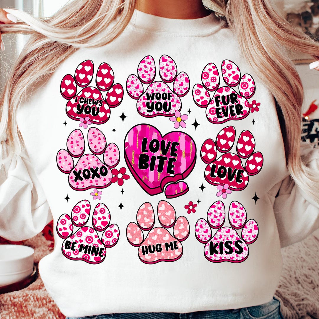 Paw Dog Valentine Png, Woof You, Candy Paws Png, Dog Mom Png, Dog Paw ...