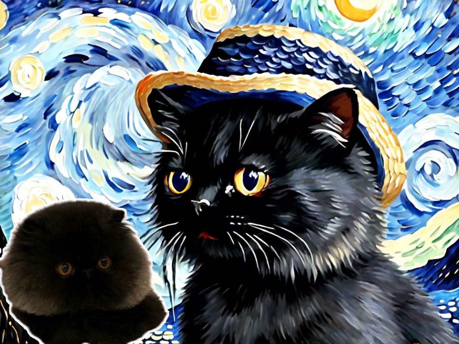Starry Night Pet Portrait From Photo, Custom Pet Digital Art, Portrait ...