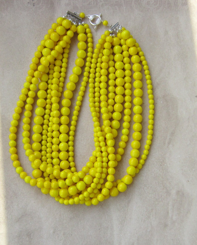 Chunky Yellow Necklace Yellow Jewelry Yellow Statement | Etsy
