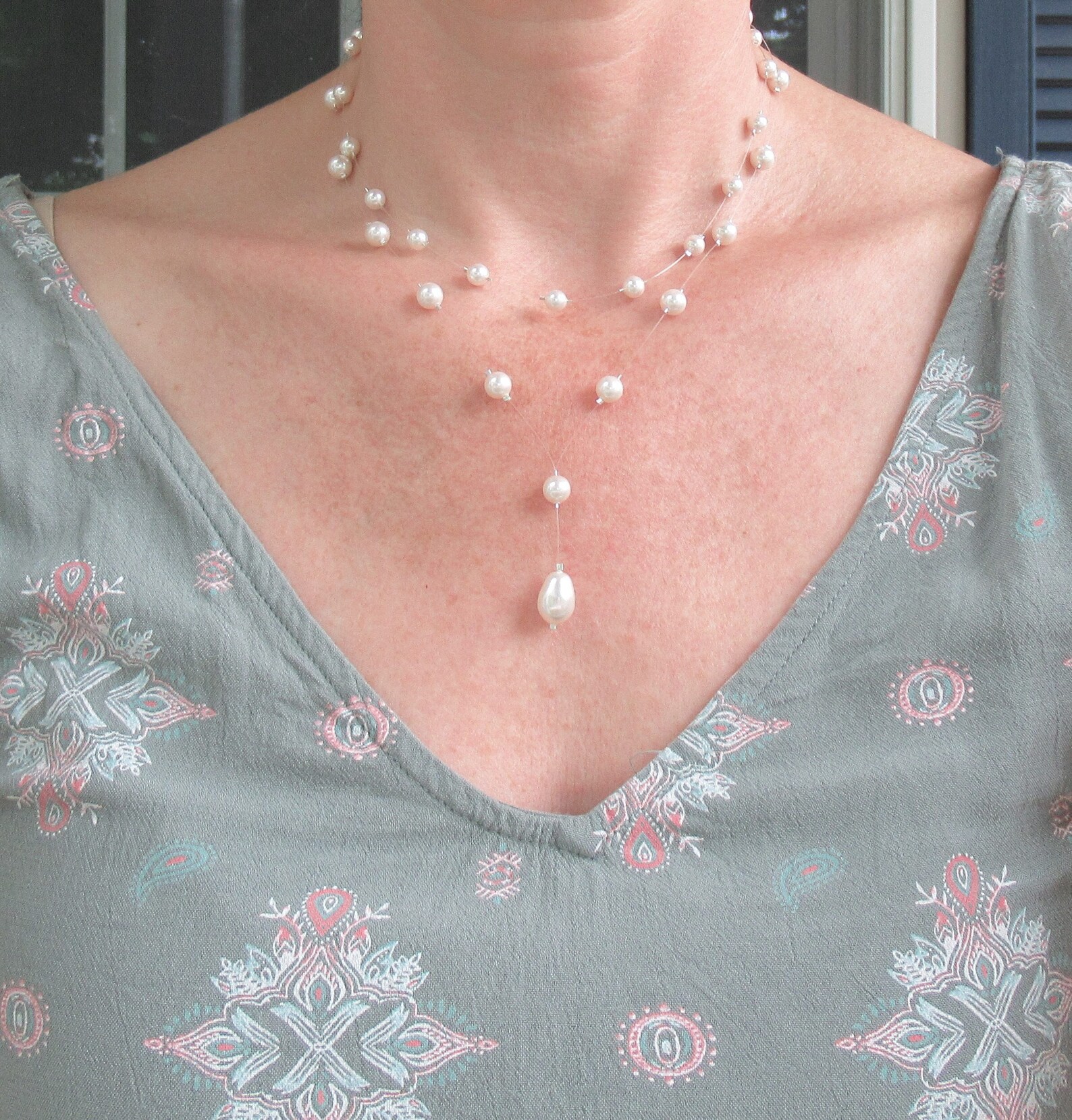 Bridal Illusion Necklace, Floating Necklace, Invisible Necklace, Bridal ...