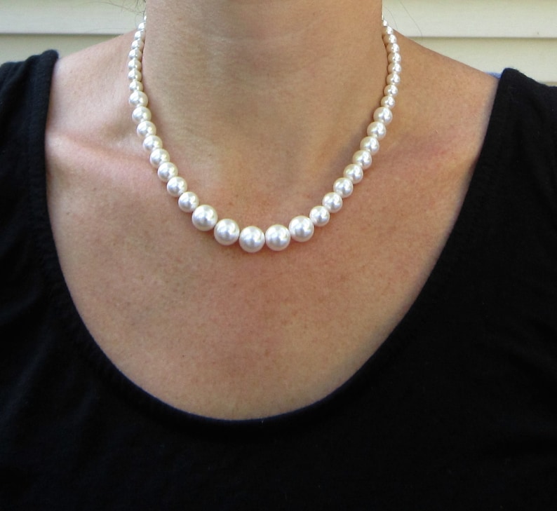 Graduated Pearl Necklace Set, Bridal Jewelry, Bridesmaids Jewelry ...