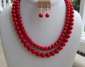 Red Jewelry Set - Etsy