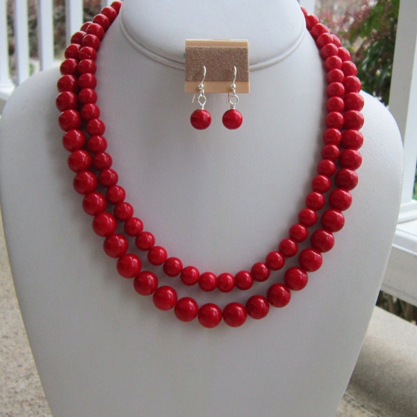 Red Necklace Set - Etsy