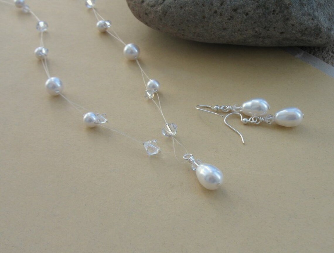 Illusion Necklace Floating Necklace Invisible Necklace Bridal Jewelry ...