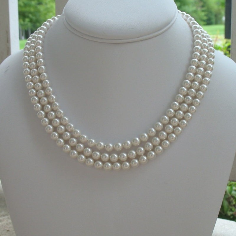 Triple Strand Pearl - Etsy