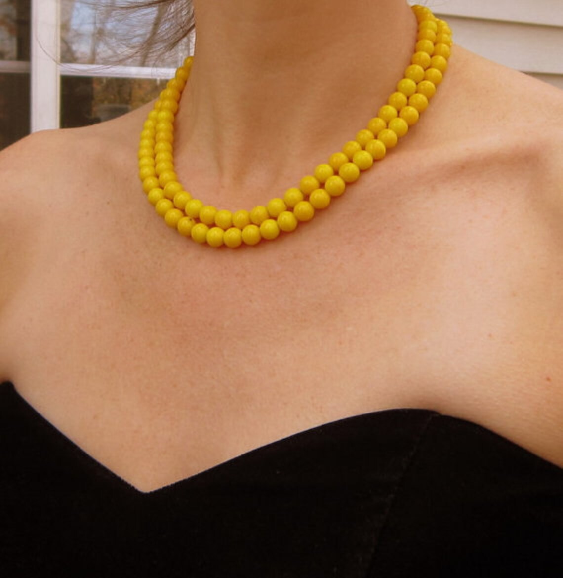 Bright Yellow Necklace Bright Yellow Jewelry Yellow - Etsy