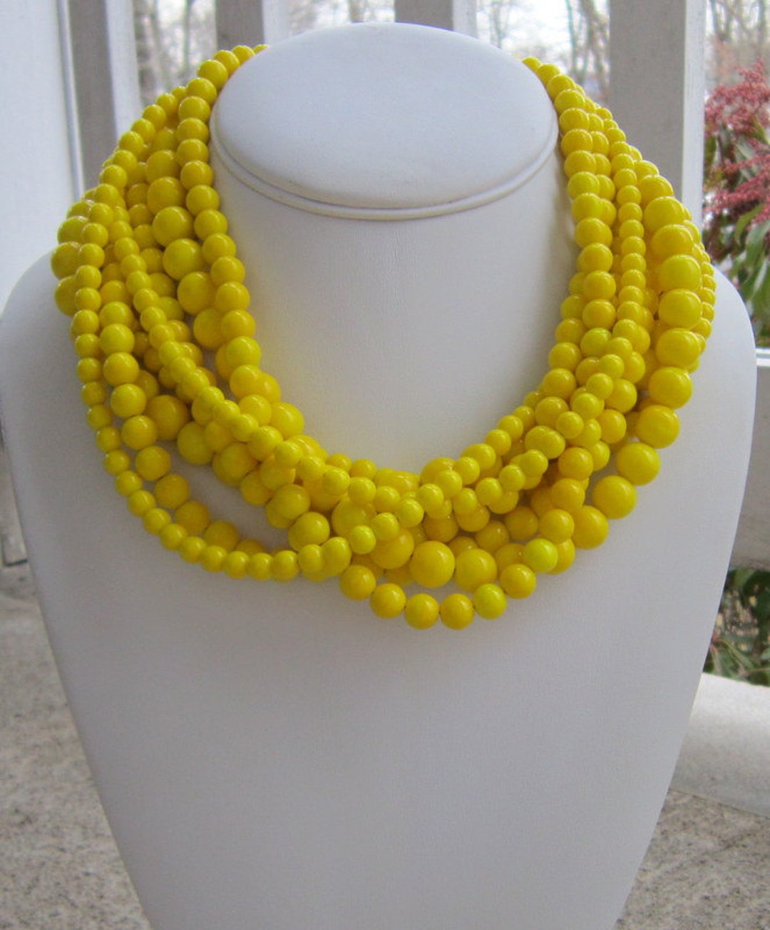 Chunky Yellow Necklace Yellow Jewelry Yellow Statement - Etsy