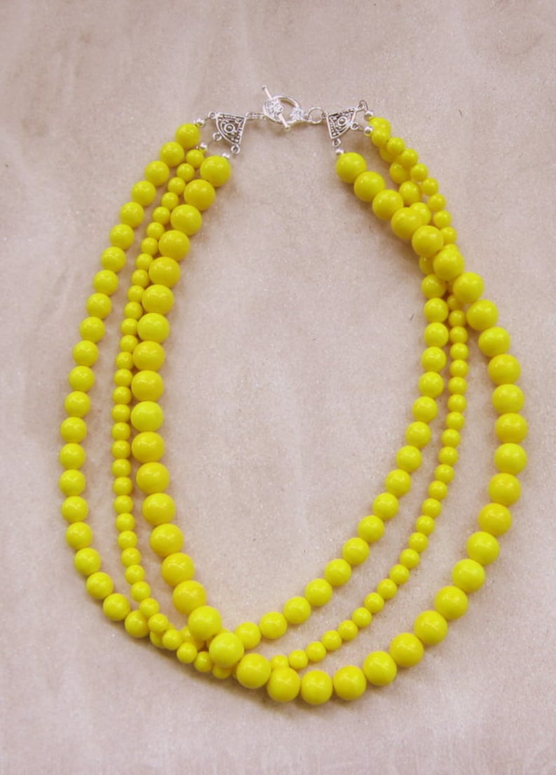 Chunky Yellow Necklace Bright Yellow Jewelry Gifts for Her | Etsy