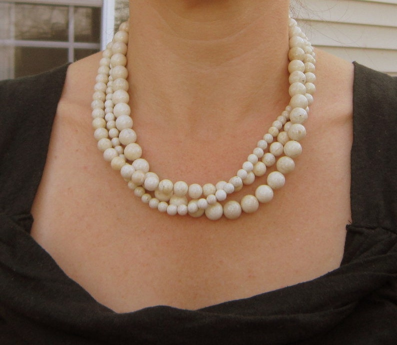 Chunky Ivory Color Necklace Bone Color Jewelry Off White | Etsy