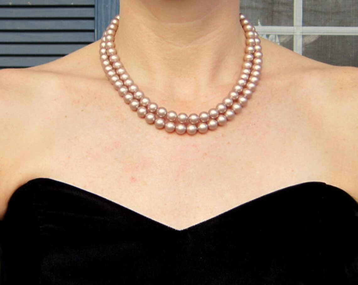 Two Strand Pearl Necklace, Pearl Bridal Jewelry, Pearl Bridal Necklace ...