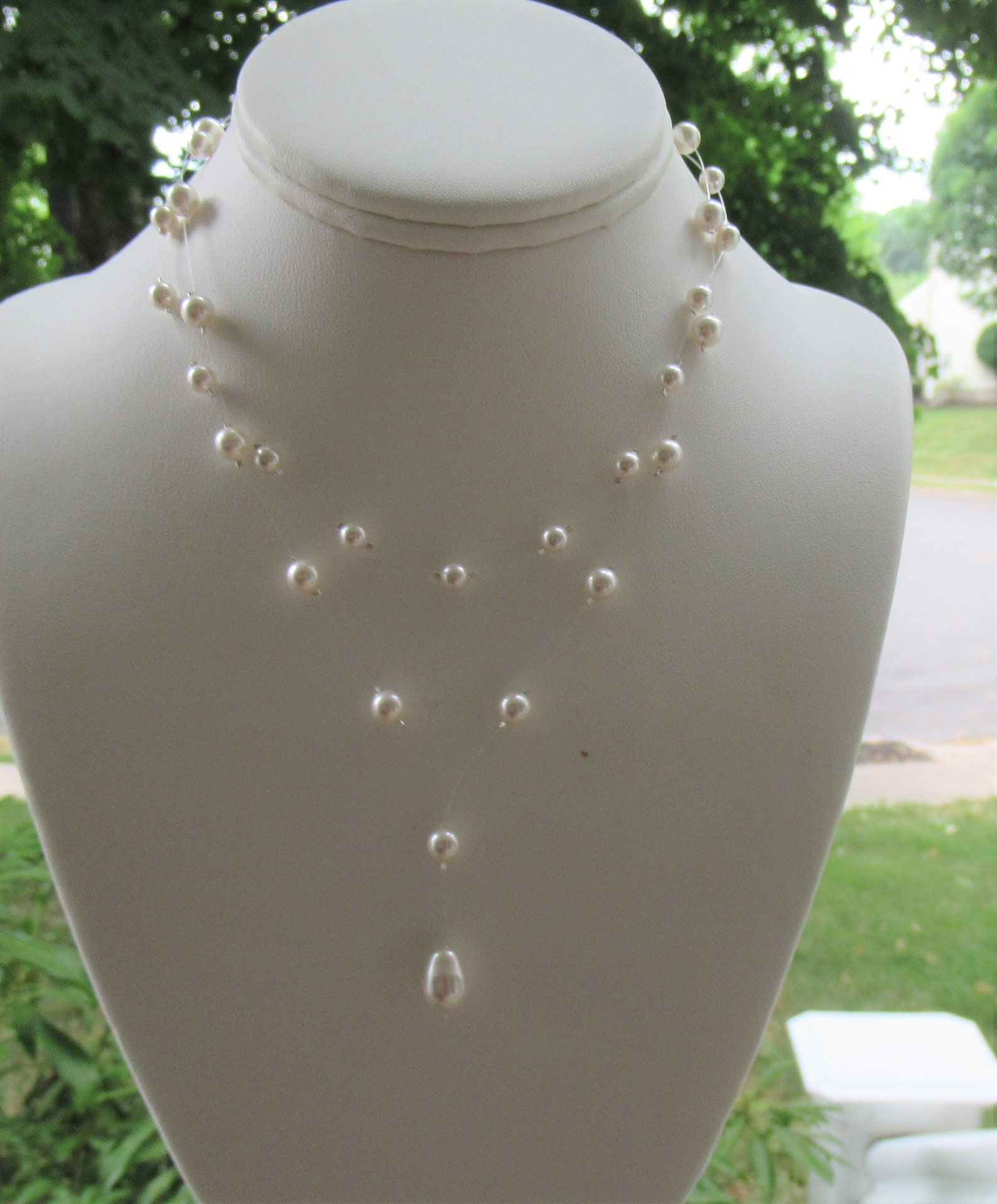 Bridal Illusion Necklace, Floating Necklace, Invisible Necklace, Bridal ...