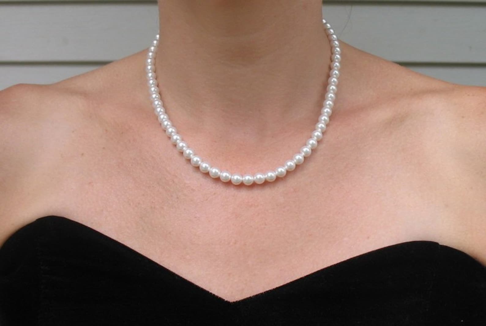 Pearl Necklace Single Strand Pearl Necklace Bridal Necklace | Etsy