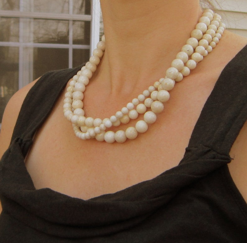 Chunky Ivory Color Necklace Bone Color Jewelry Off White | Etsy