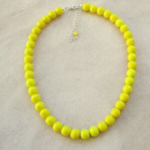 Yellow Necklace, Yellow Jewelry, Bright Yellow Single Strand Necklace ...