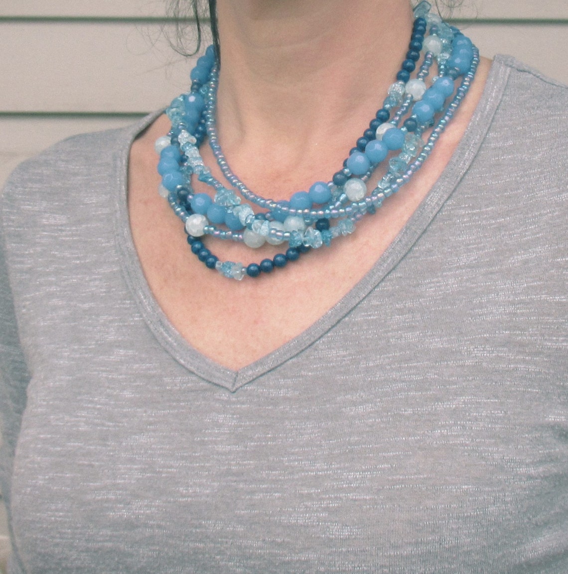 Chunky Blue Necklace Blue Statement Necklace Bold Navy Jewelry | Etsy