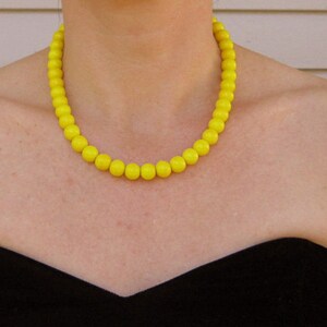 Yellow Necklace, Yellow Jewelry, Bright Yellow Single Strand Necklace ...
