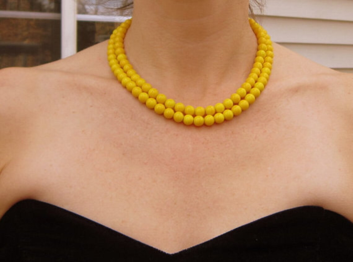 Bright Yellow Necklace Bright Yellow Jewelry Yellow - Etsy