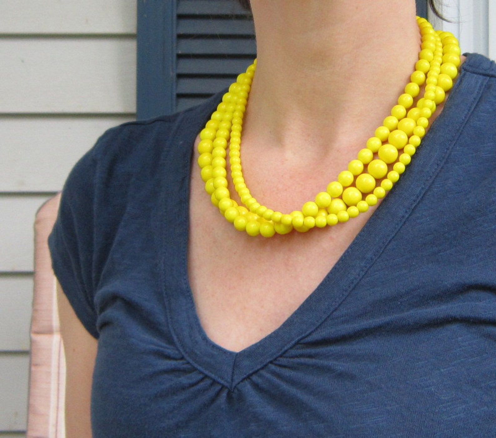 Chunky Yellow Necklace Bright Yellow Jewelry Gifts for Her - Etsy