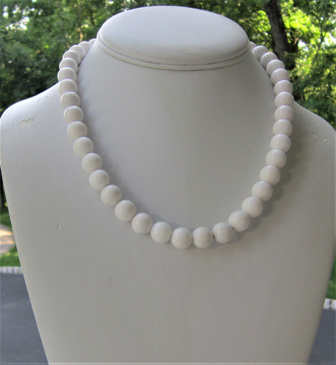 Chalk White Jewelry, White Necklace, Stark White Necklace, Opaque White ...
