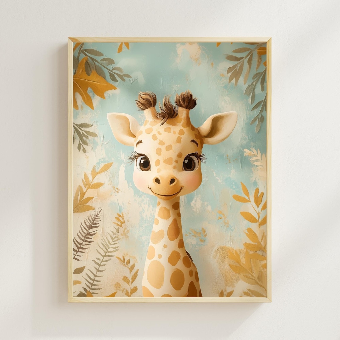 Safari Boho Nursery Wall Art Giraffe Decor, Safari Nursery Neutral ...
