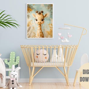 Safari Boho Nursery Wall Art Giraffe Prints, Safari Nursery Neutral ...