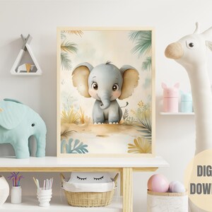 Safari Boho Nursery Wall Art Elephant Prints, Safari Nursery Neutral ...