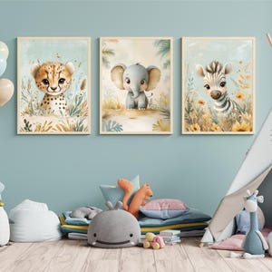 Safari Boho Nursery Wall Art Giraffe Decor, Safari Nursery Neutral ...