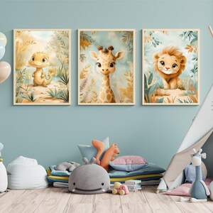 Safari Boho Nursery Wall Art Giraffe Decor, Safari Nursery Neutral ...
