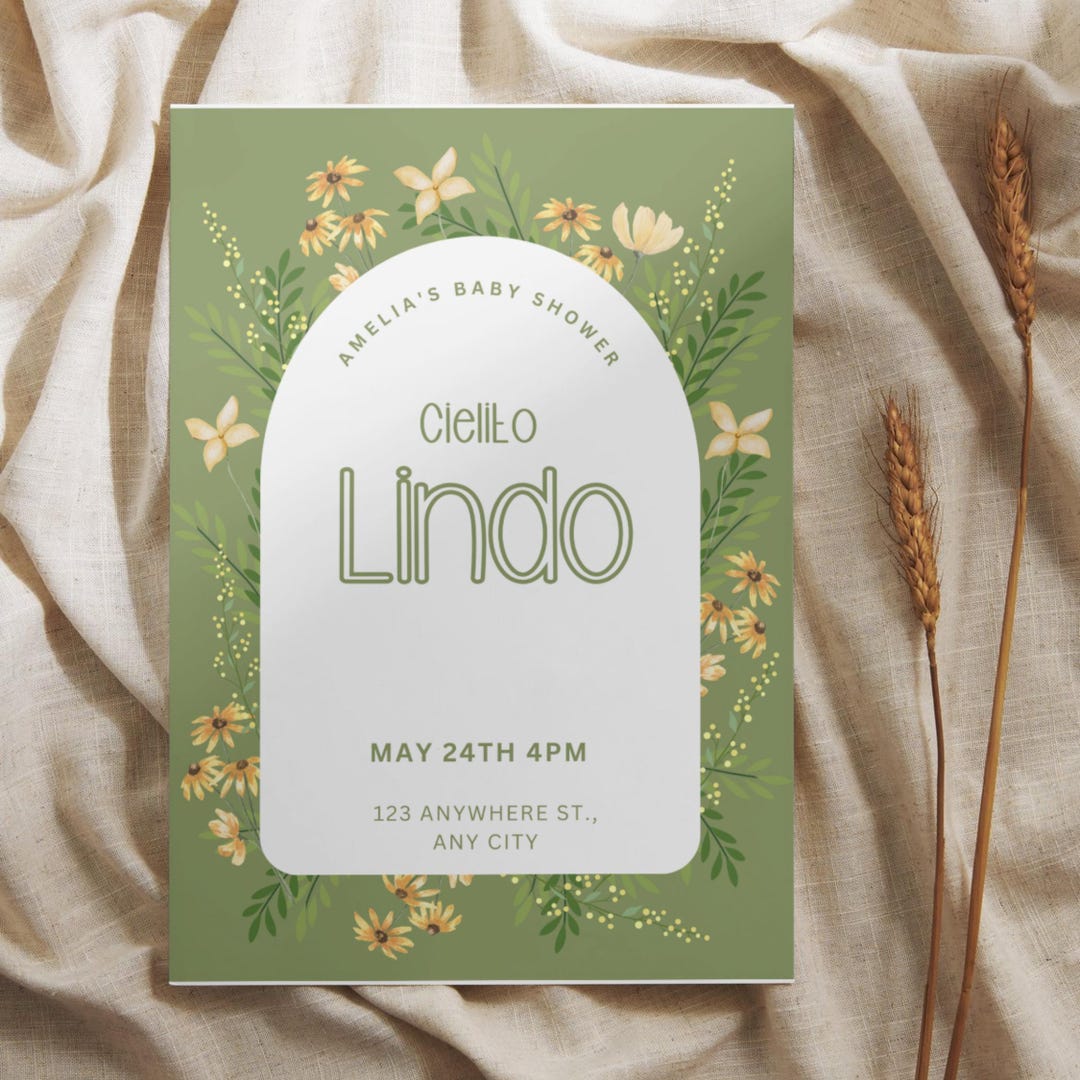 Invitation Babyshower Cielito Lindo Invite Cielito Lindo Sage Green ...
