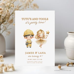 Truck and Tutus Invite for Twins Edit | Custom Boy and Girl Birthday ...