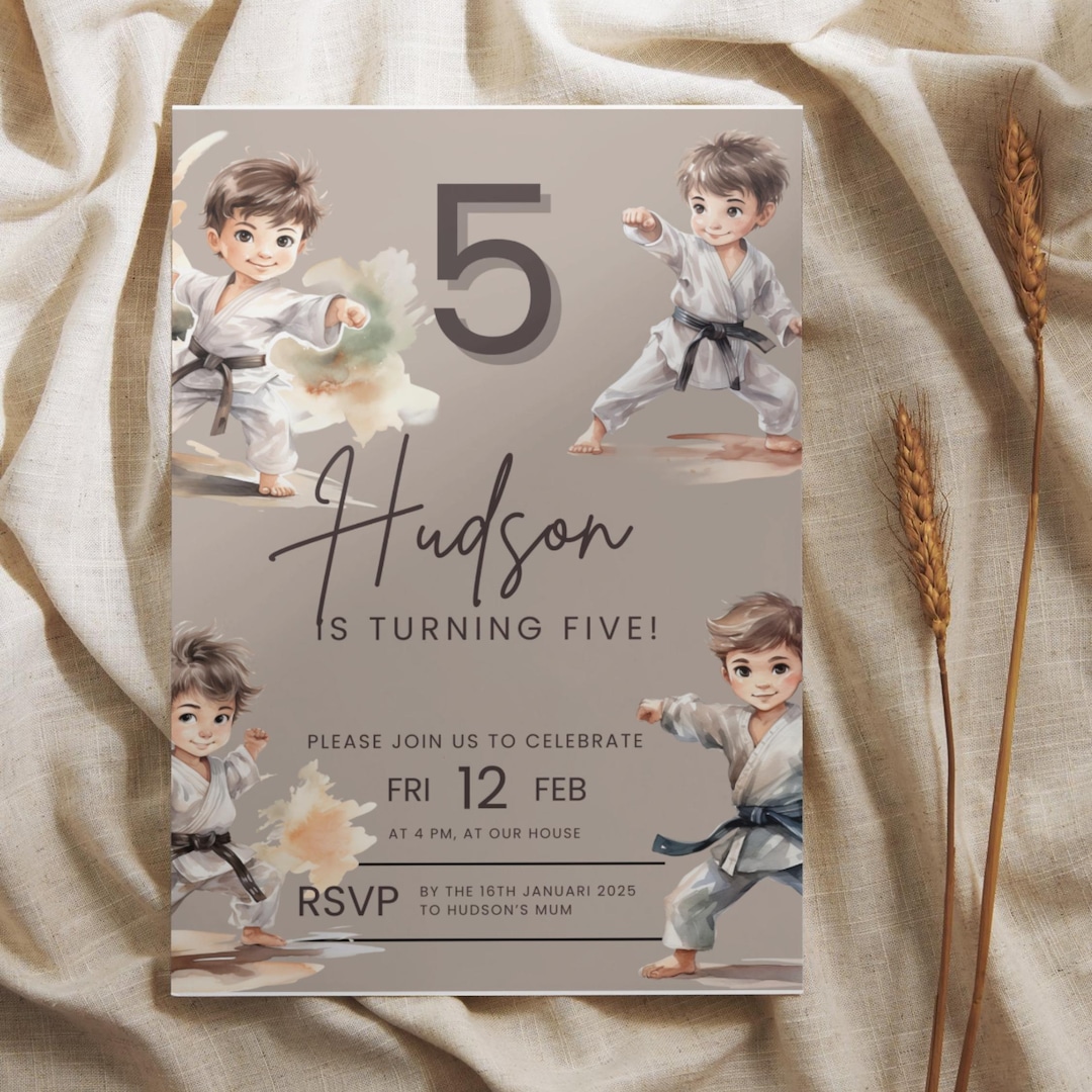 Karate Birthday Party Invitation for Boys | Editable Martial Arts ...