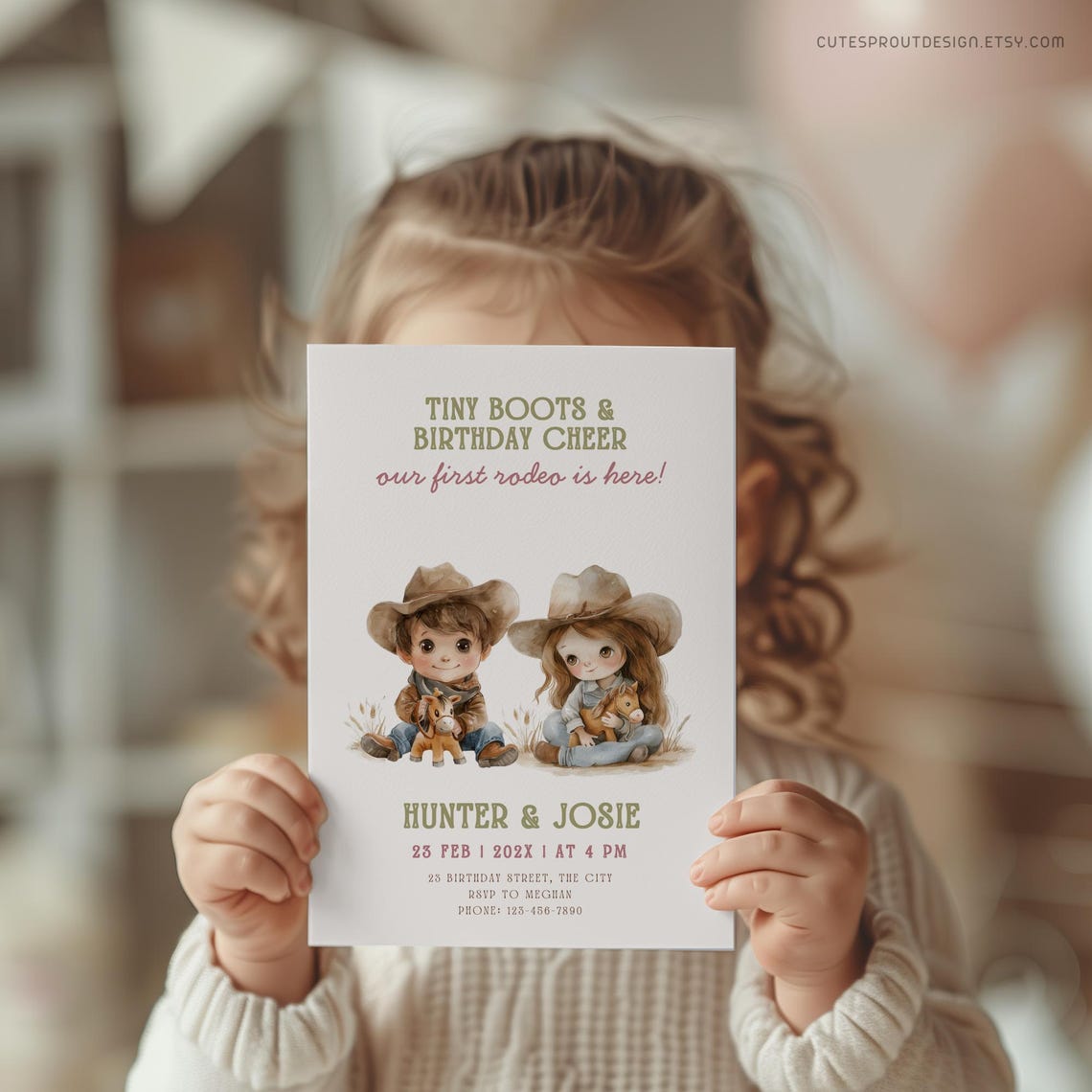 Editable Twins First Rodeo Birthday Party Invitation Joint Rodeo Invite ...