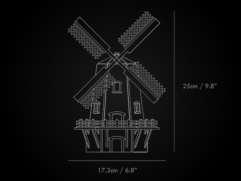 Dutch Windmill Laser Cut 3D Model Kit - Digital File - Etsy