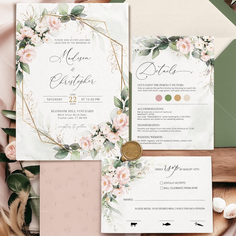 Wedding Entourage Invitation Template - Etsy