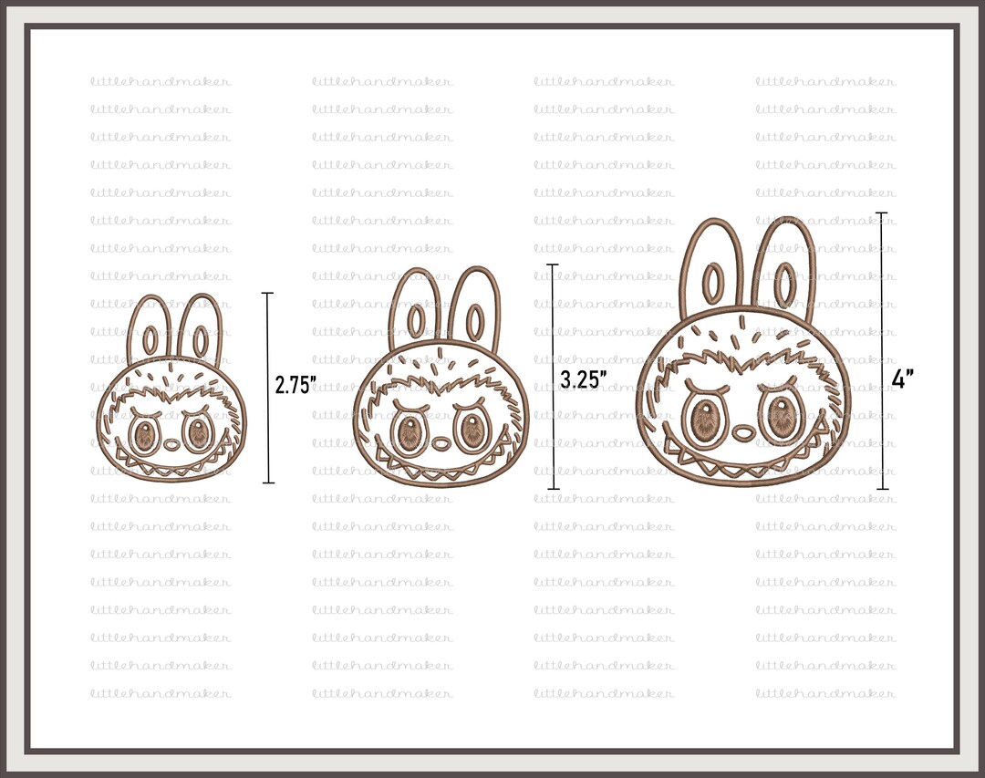 LABUBU Line Art Embroidery, Labubu Popmart, Labubu Embroidery Design ...