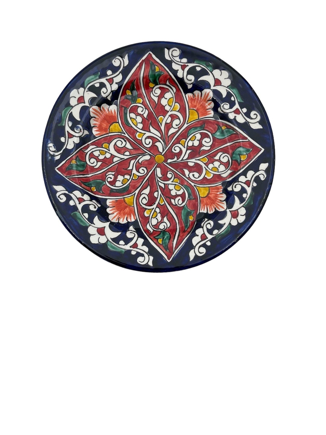 Hand-painted Uzbek Ceramic Plate: Traditional Floral Design - Etsy