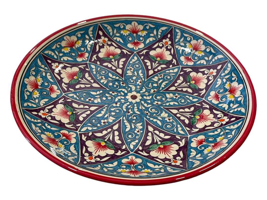 Uzbek Ceramics | Ceramic Plate | Hand-painted With Floral Patterns ...