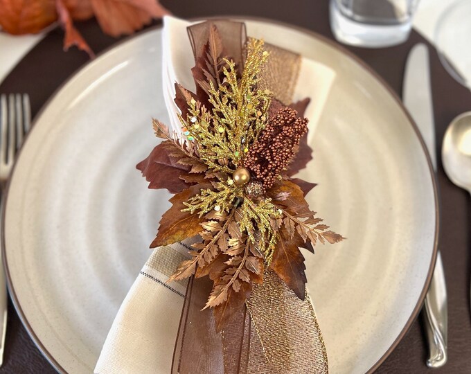 Fall Napkin Ring, Leaf Decor, Thanksgiving Table Decor, Fall ...