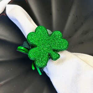 St Patricks Day Napkin Ring, Four Leaf Clover, St Patty Decor, Shamrock ...