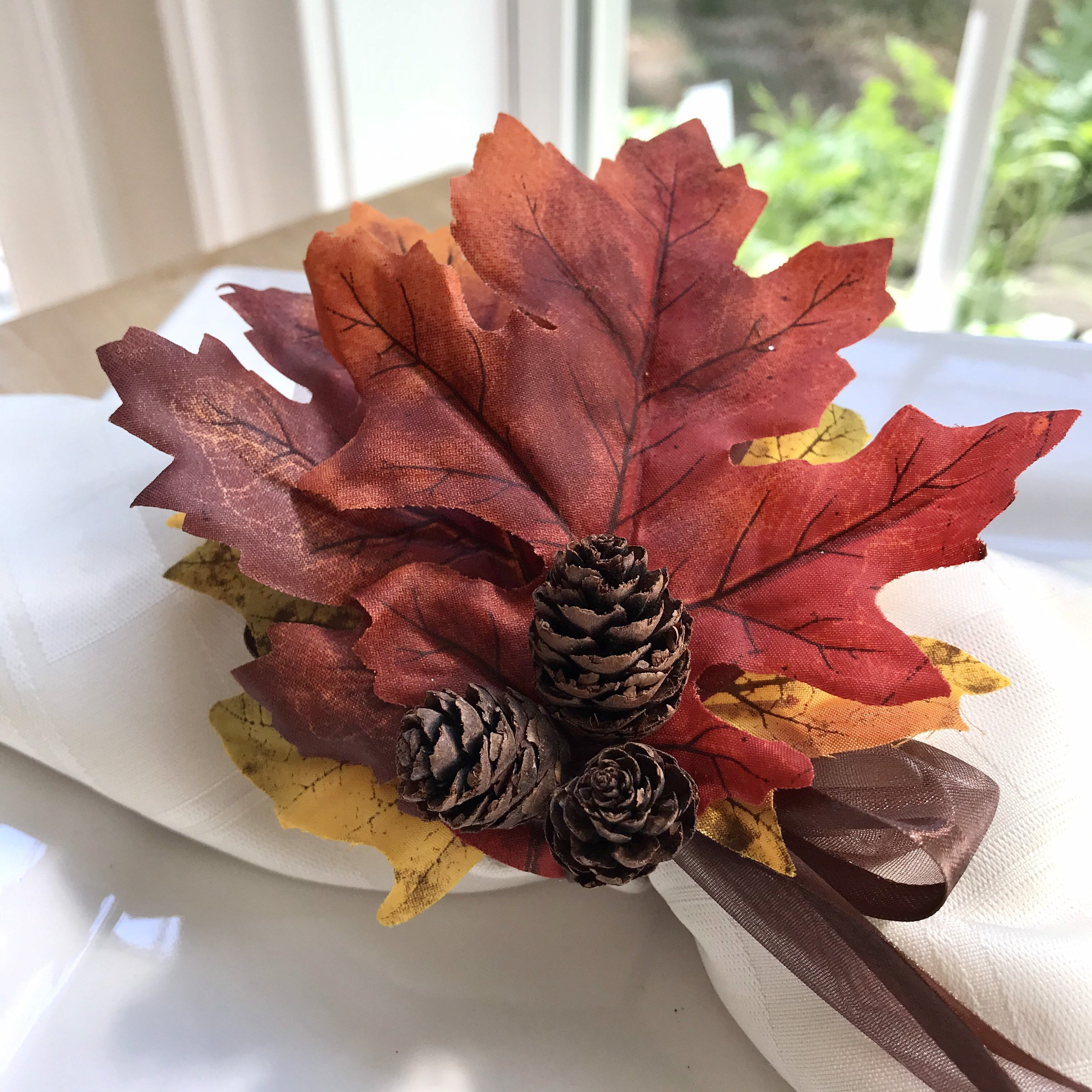 Napkin Ring - Maple and Oak Leaves, Fall Decor, Thanksgiving Dinner Table