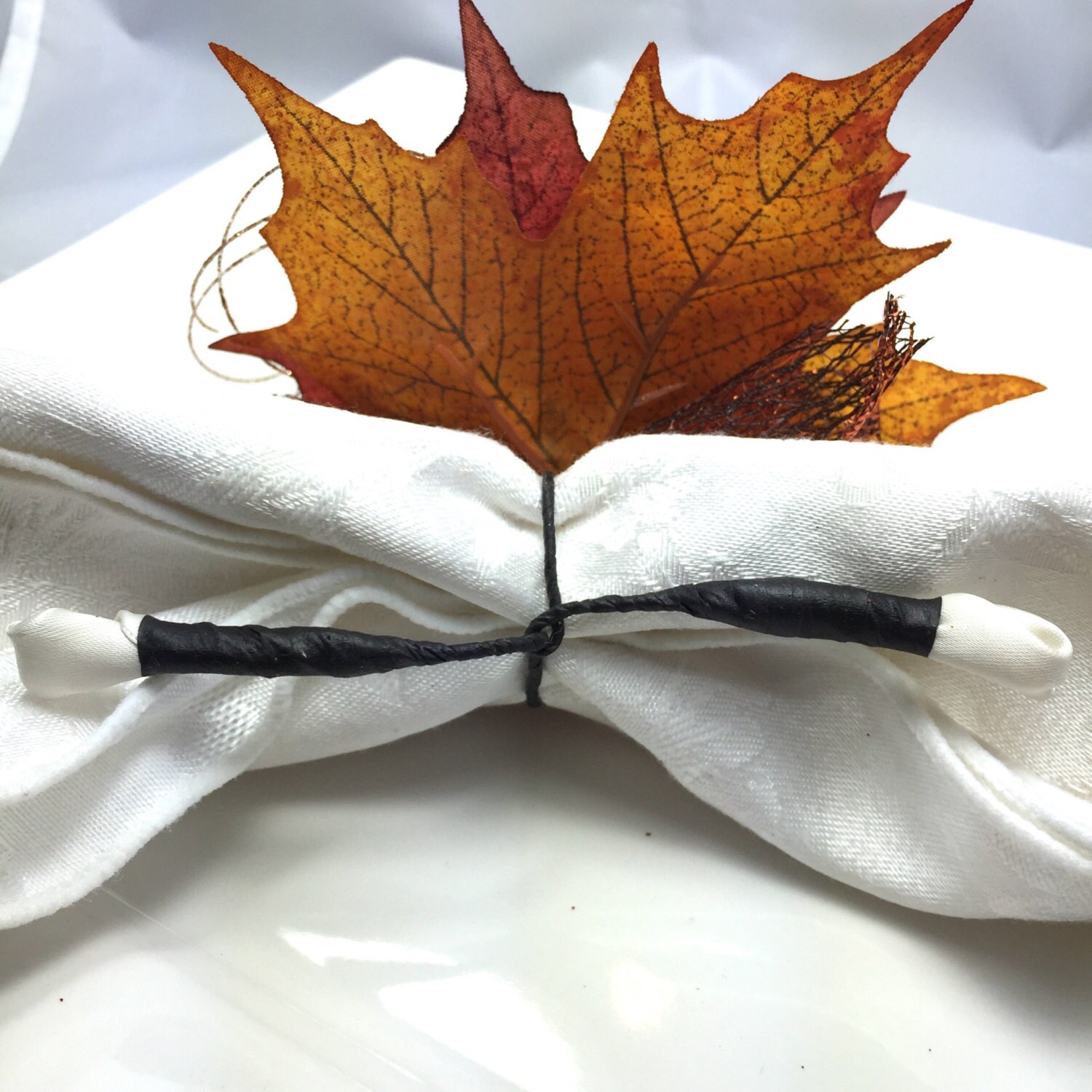 Napkin Ring with Autumn Leaves, Berries and a Pinecone - Fall ...