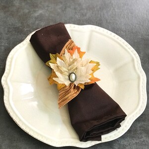 Fall Napkin Ring, Cream Maple Leaves, Thanksgiving Dinner, Fall Wedding ...