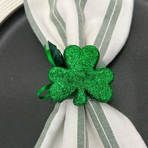 St Patricks Day Napkin Ring, Four Leaf Clover, St Patty Decor, Shamrock ...