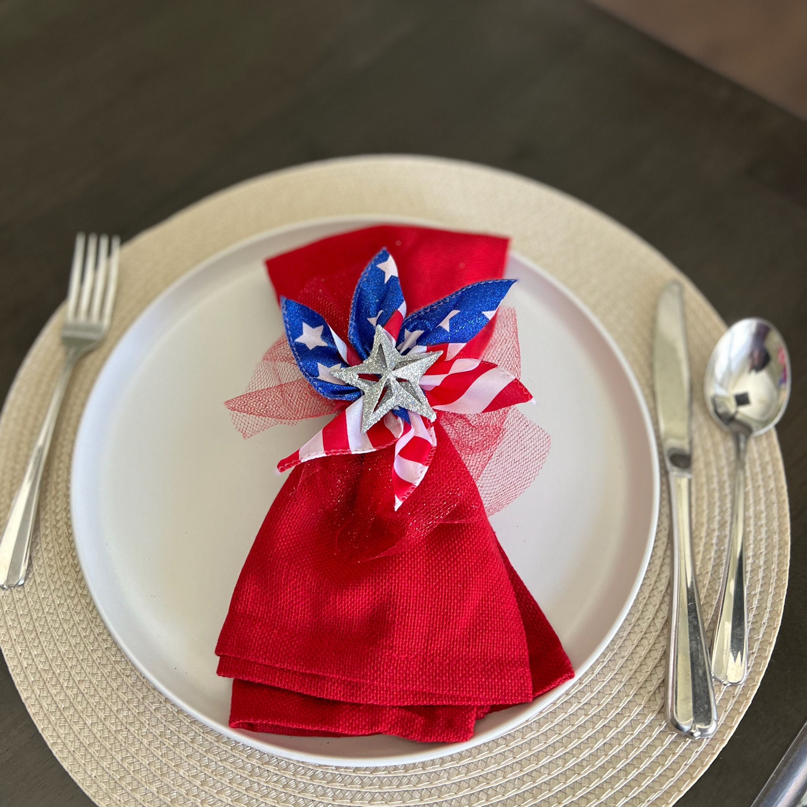 American Flag Napkin Ring Made in the USA 4th of July Table | Etsy