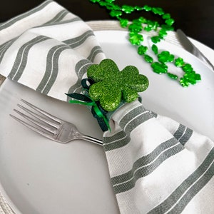 St Patricks Day Napkin Ring, Four Leaf Clover, St Patty Decor, Shamrock ...