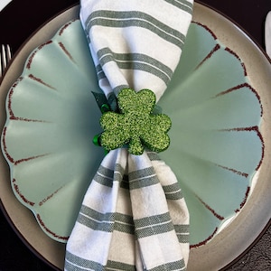St Patricks Day Napkin Ring, Four Leaf Clover, St Patty Decor, Shamrock ...