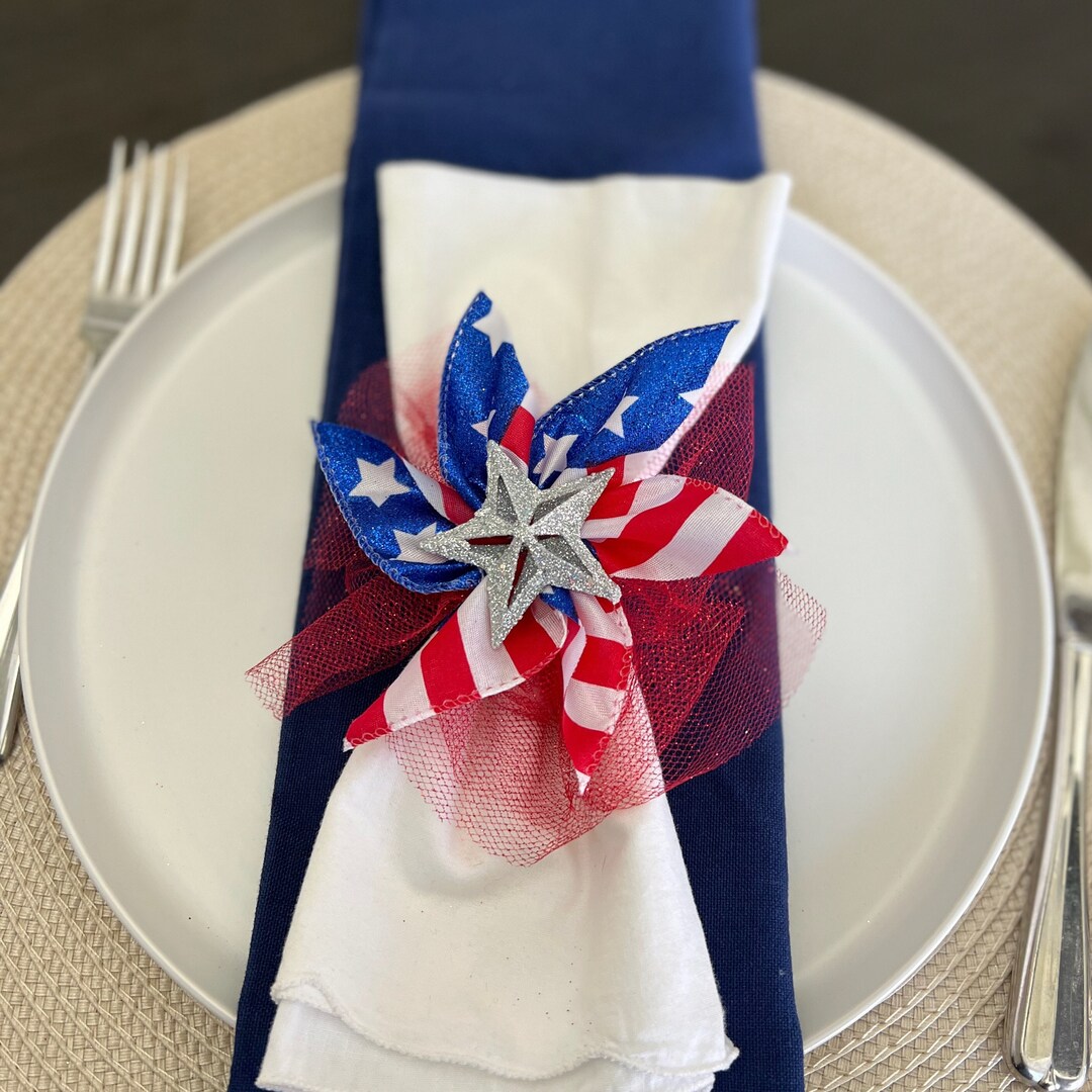 American Flag Napkin Ring Made in the USA, 4th of July Table Decor ...
