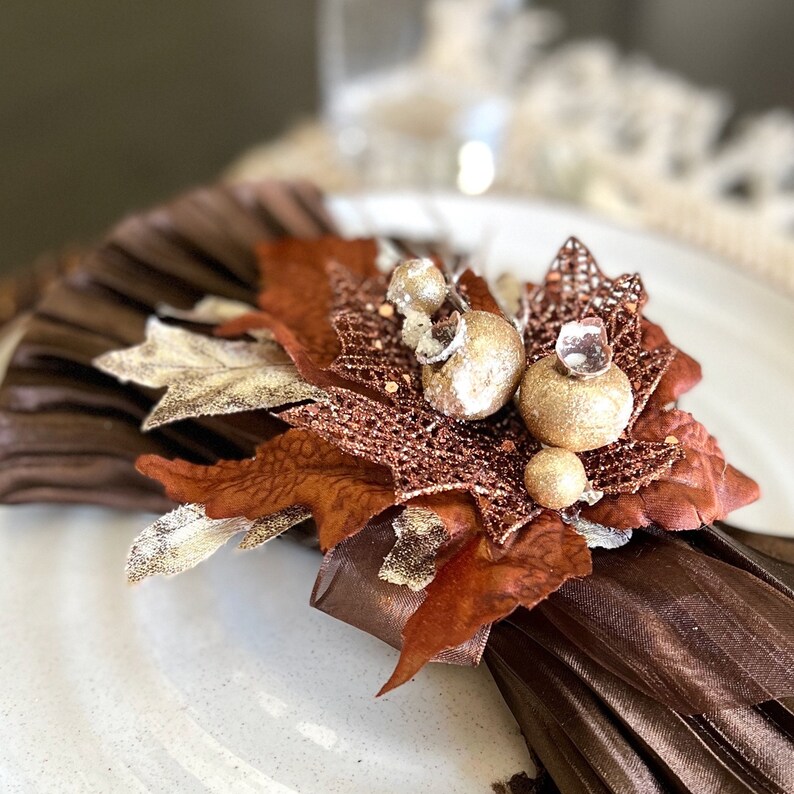 Fall Napkin Ring Thanksgiving Table Decor Fall Leaf Holiday - Etsy