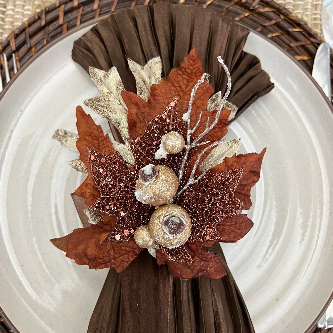 Fall Napkin Ring, Thanksgiving Table Decor, Fall Leaf, Holiday Table ...