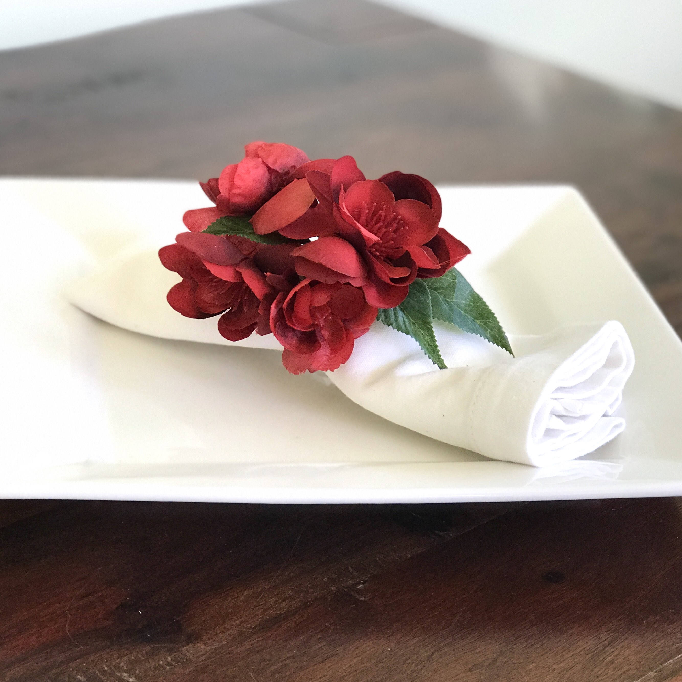 Clearance, Napkin Ring Ruby Red Spring Blossom